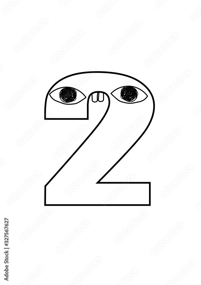 Cartoon style alphabet number 2 Stock Illustration | Adobe Stock
