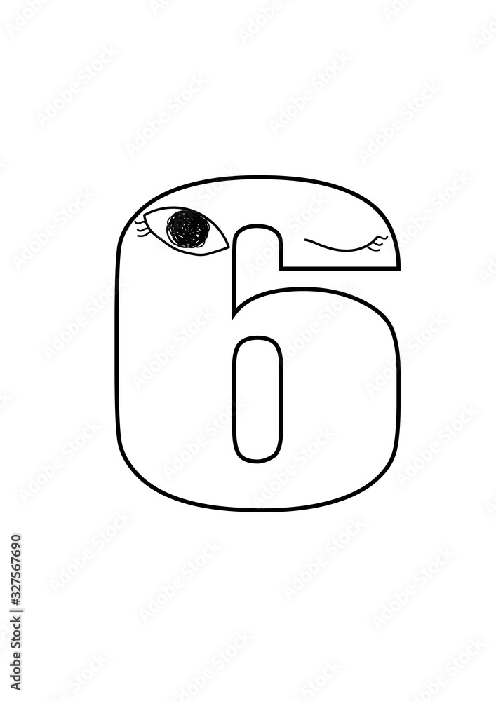 Cartoon style alphabet number 6 Stock Illustration | Adobe Stock
