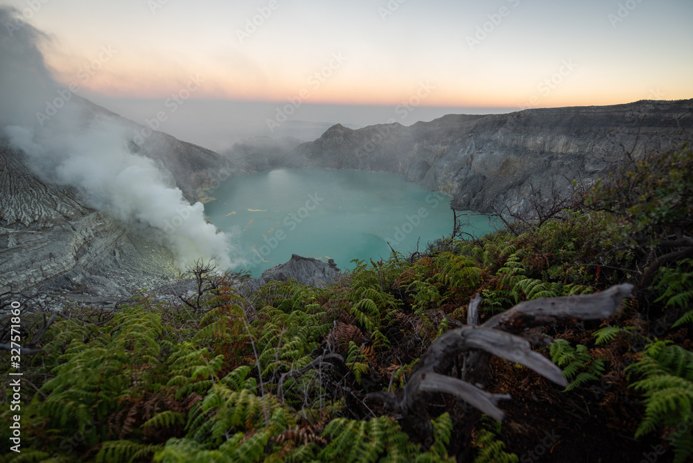 Indonesia Kawah Ijen Volcano crater.Kawah Ijen is famous place ...