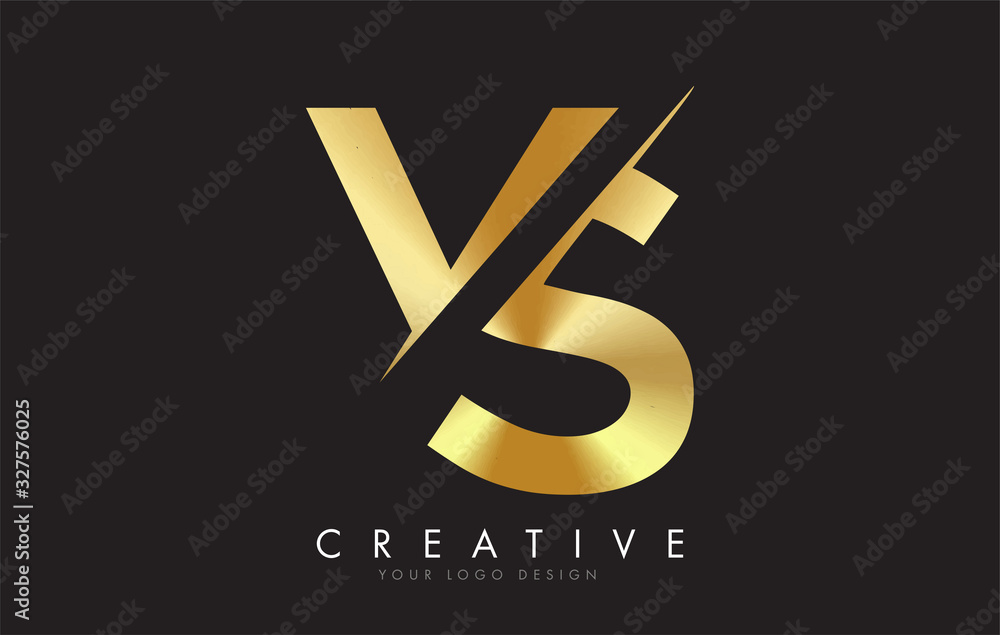 VS V S Golden Letter Logo Design with a Creative Cut. Stock Vector ...
