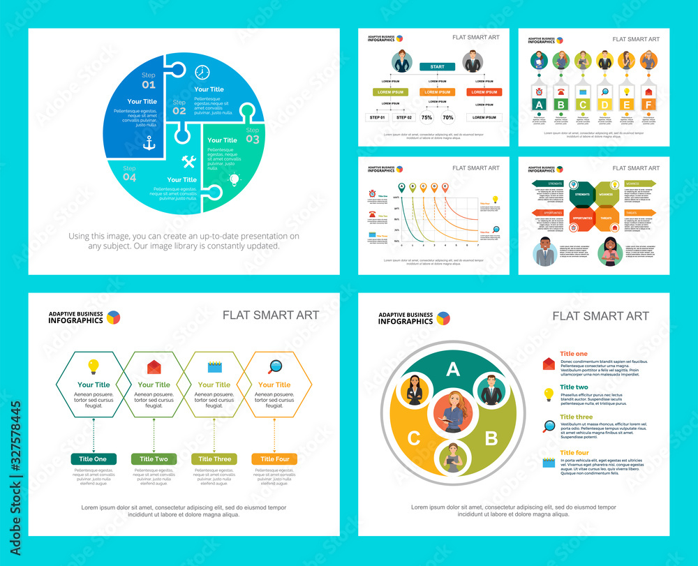 Colorful research and planning infographic charts set. Business design ...