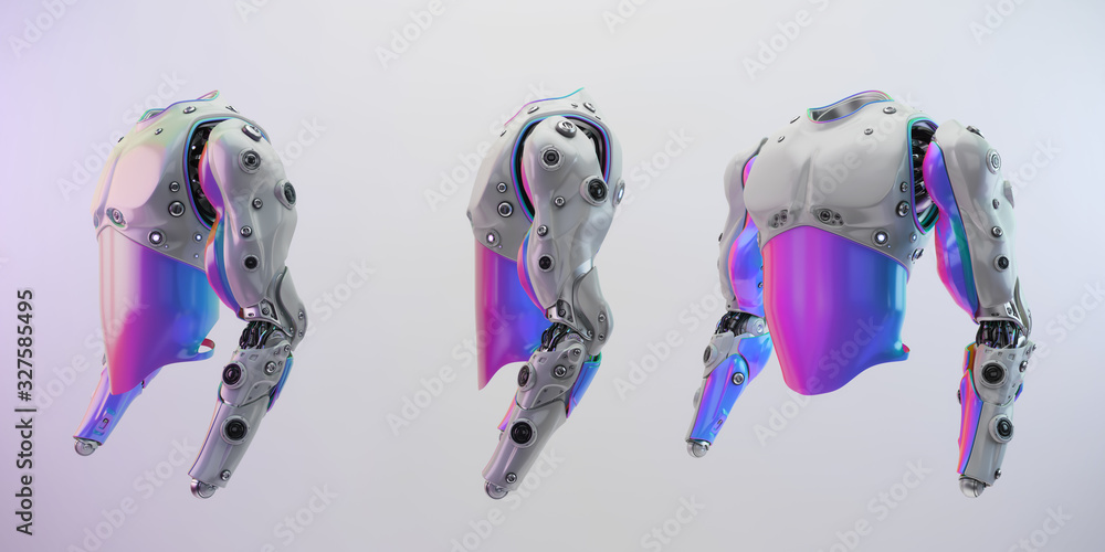 Robot body without hands, 3d rendering of cyborg torso artificial part ...