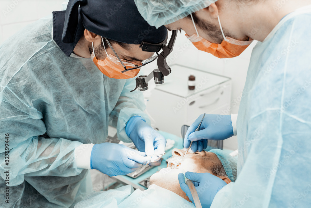 Dentists will perform an operation, implant placement. Real operation ...