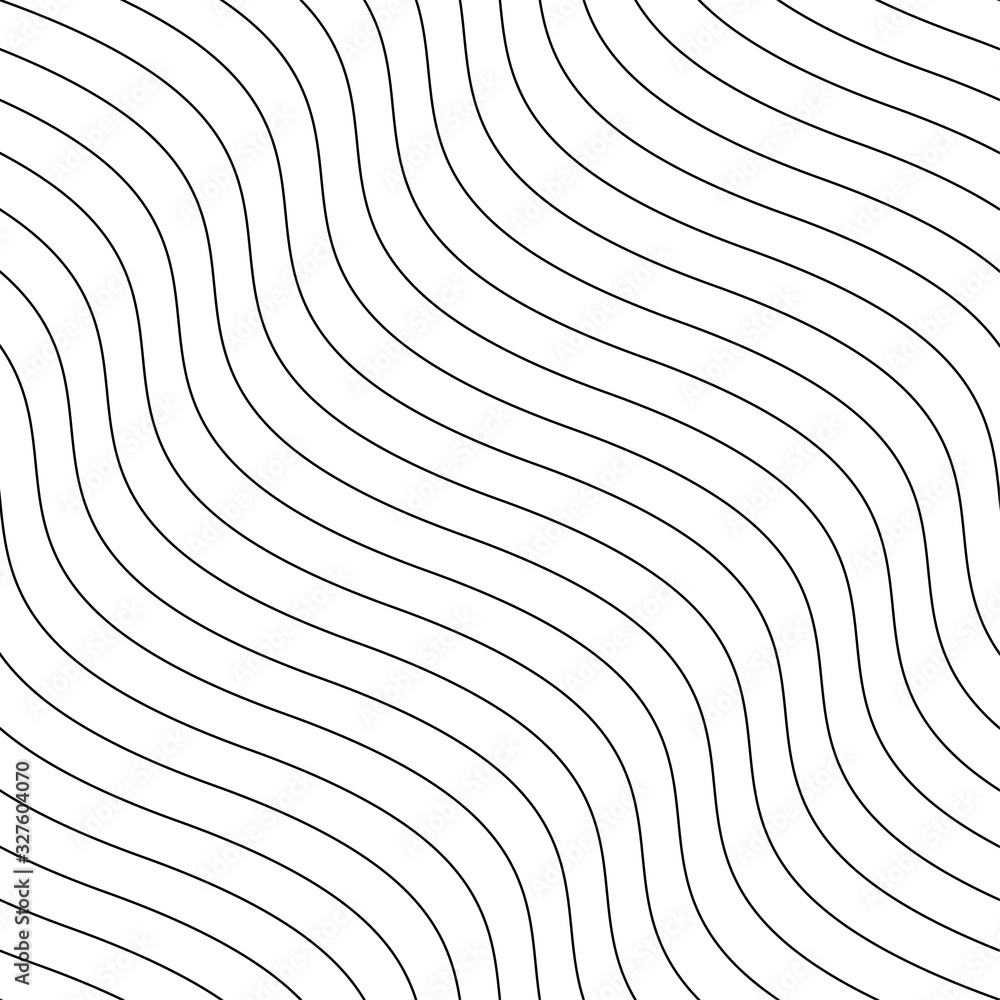 Vector creative seamless outline pattern. Striped endless wave texture ...