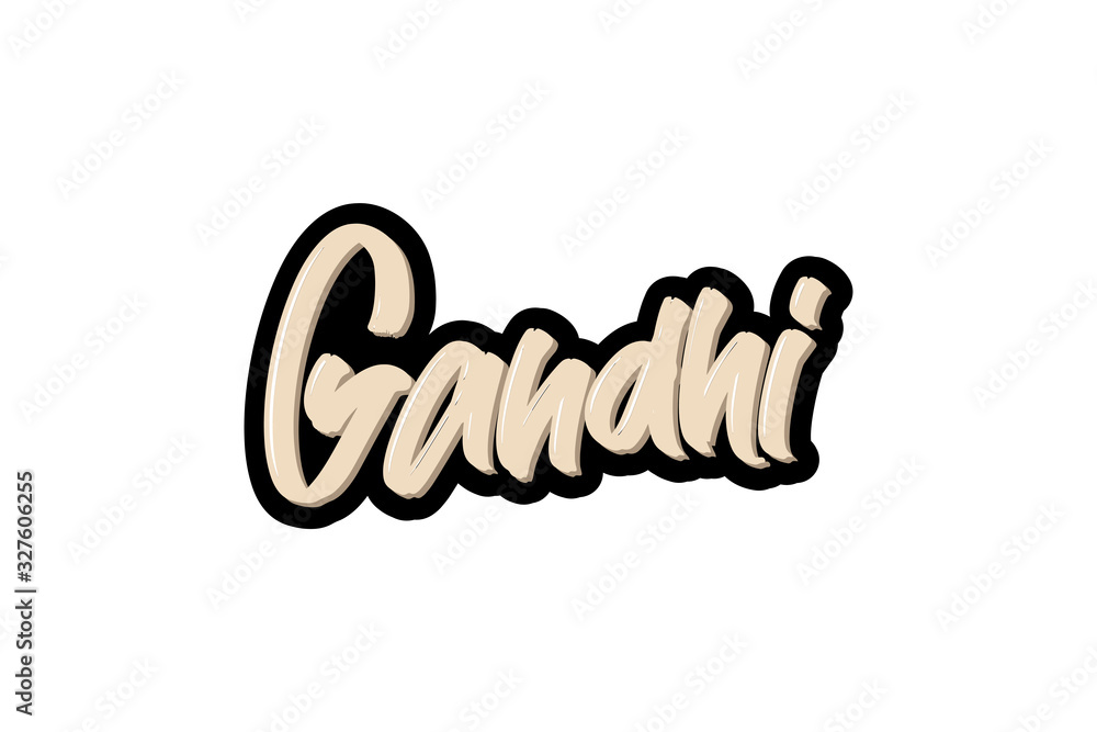 Gandhi hand drawn modern brush lettering text. Stock Vector | Adobe Stock
