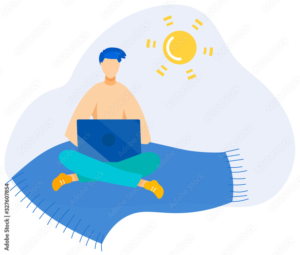Informative Poster Summer Job at Beach Cartoon. Distract from Work and ...