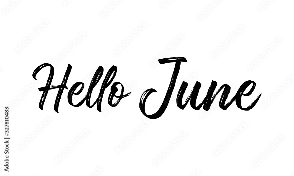 Hello June Inspirational lettering black color, isolated on white ...