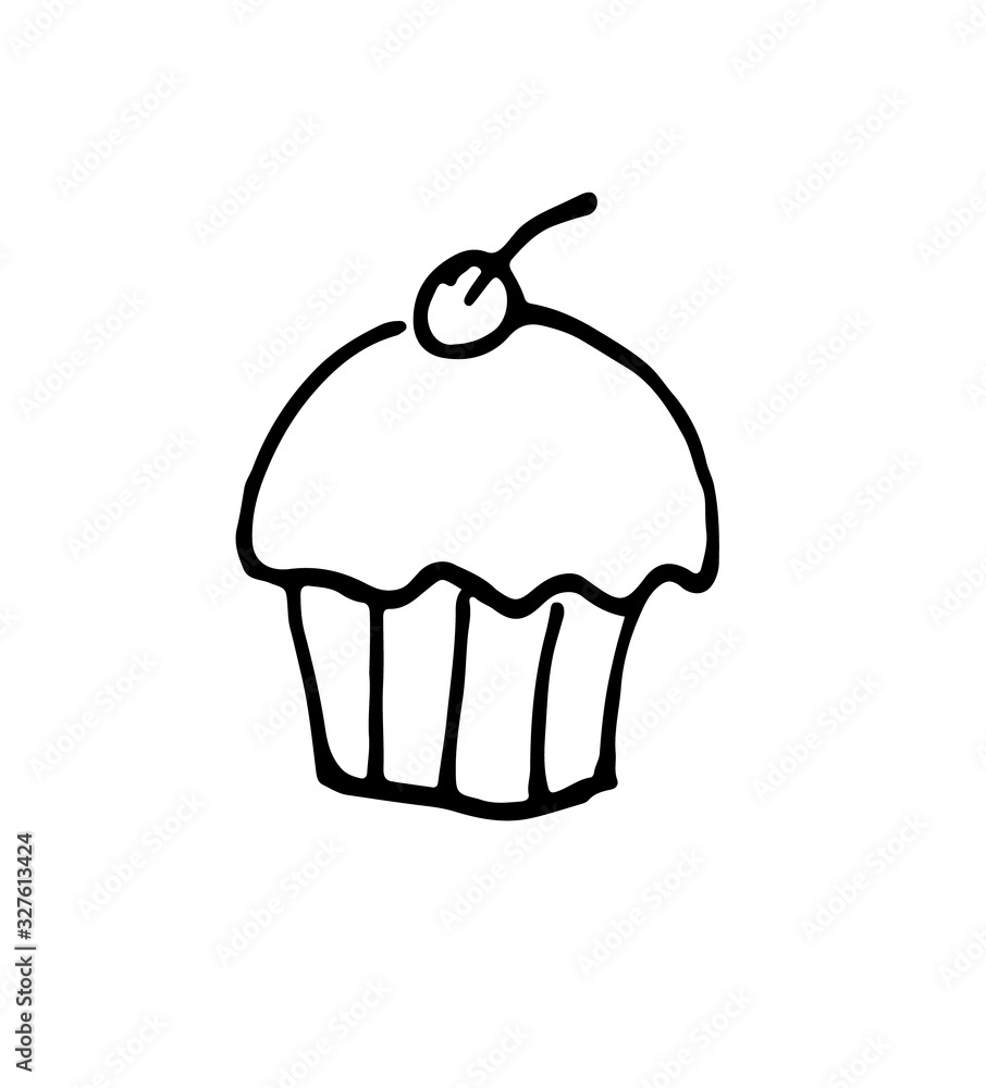 Muffin hand drawn outline doodle icon. Vector sketch illustration of ...