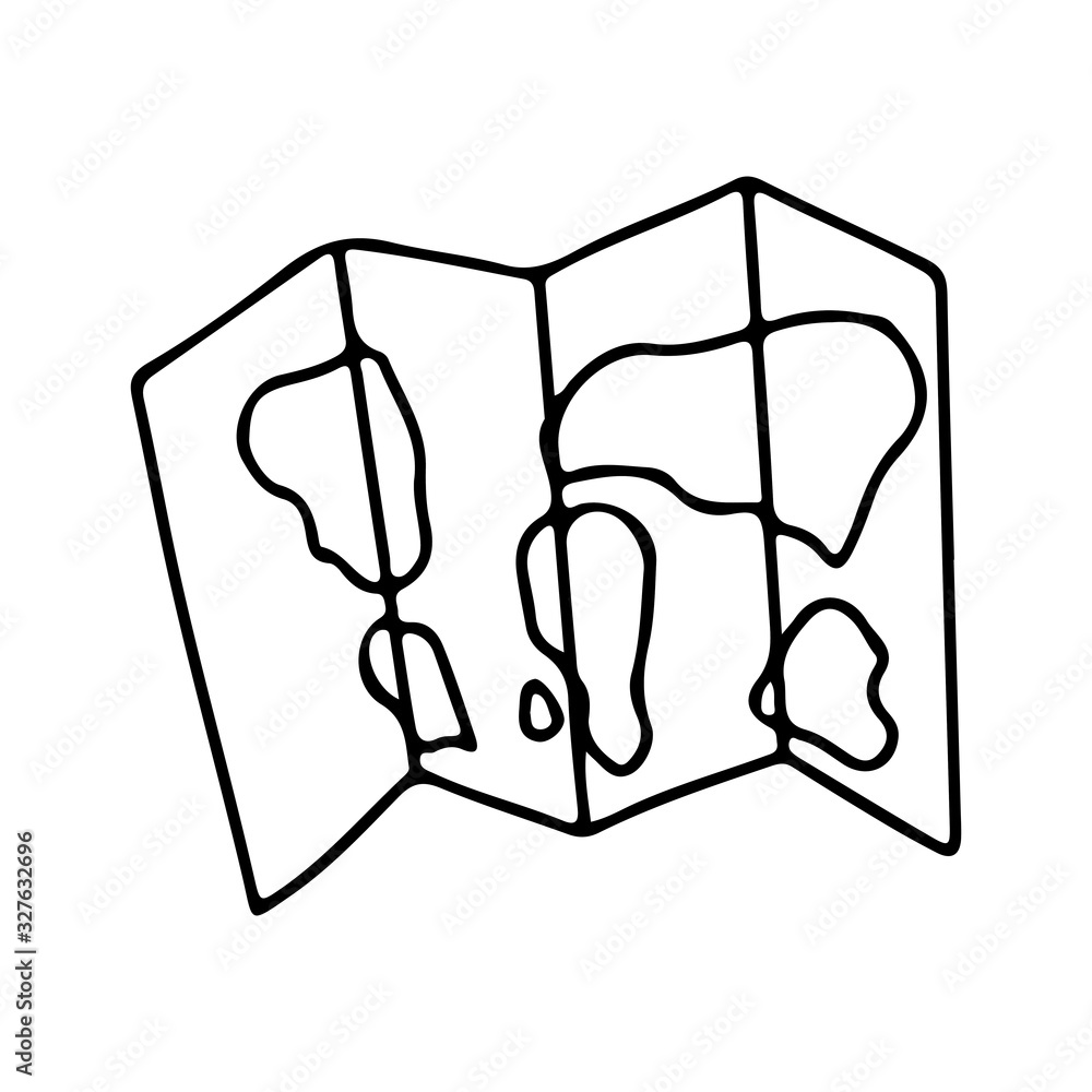 Doodle style travel map on isolated white background. Stock vector ...