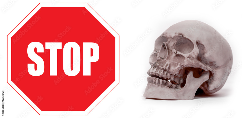 A STOP sign and a human skull. Importance of compliance with security ...