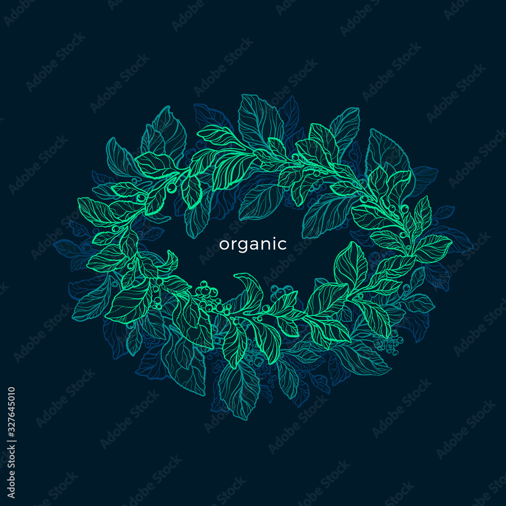 Nature circle frame. Vector green organic foliage Stock Vector | Adobe ...