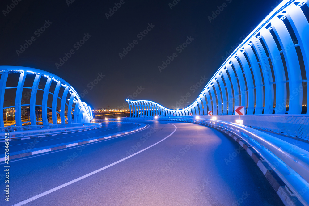 Meydan Bridge and street road or path way on highway with modern ...