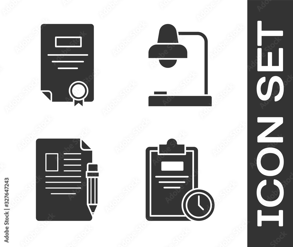 Set Exam sheet with clock, Certificate template, Exam sheet and pencil ...