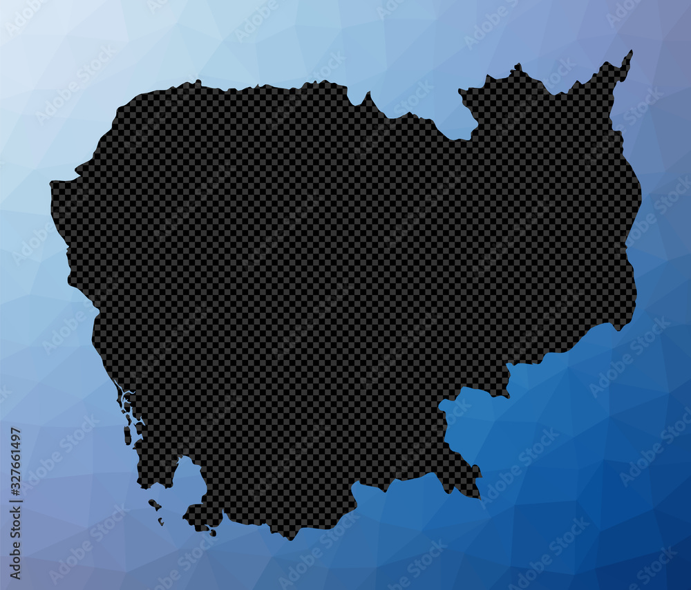 Cambodia geometric map. Stencil shape of Cambodia in low poly style ...
