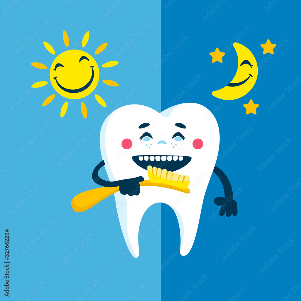 Cute teeth vector elements. Daily routine with simple teeth.Funny ...