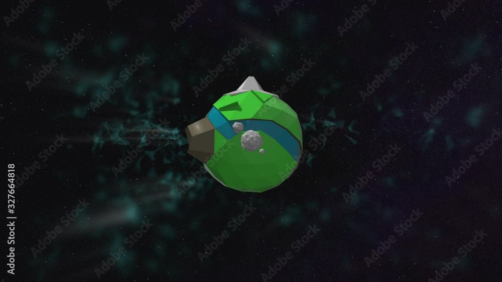 Vidéo Stock 4K animation of abstract cartoon Earth rotating in dark ...