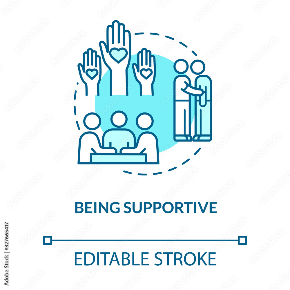 Being supportive concept icon. Helping and care about friends troubles ...