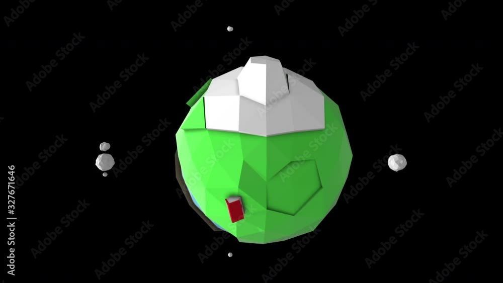 Sequence of space views of the planet Earth in cartoon style render ...