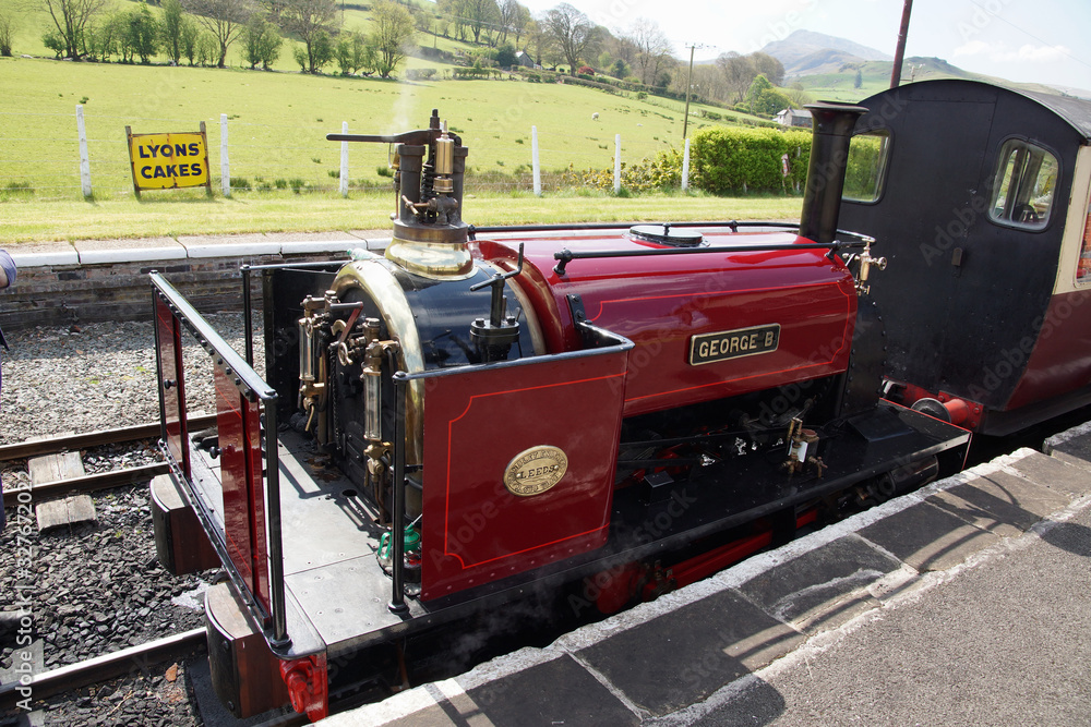 Preserved narrow gauge steam engine built in 1898 on the Bala Lake ...