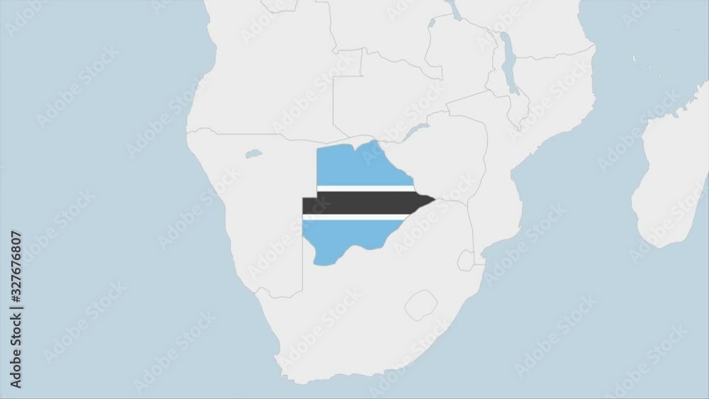 Botswana map highlighted in Botswana flag colors and pin of country ...