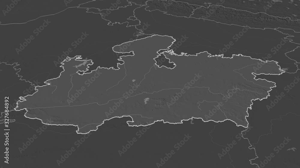 Madhya Pradesh, state with its capital, zoomed and extruded on the ...