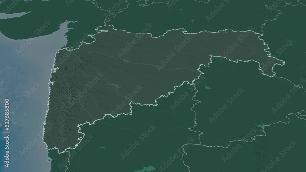 Maharashtra, state with its capital, zoomed and extruded on the ...