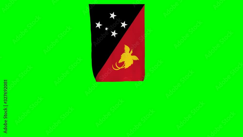 3d rendering papua new guinea flag waving animation isolated on green ...