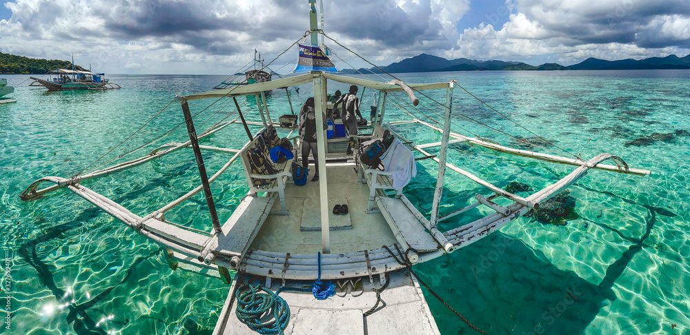 Paraw boat in Coron island in Palawan, Philippines Stock Photo | Adobe ...