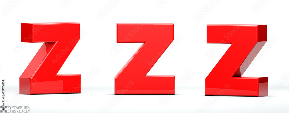 Letter Z of red color in 3 positions. 3d Render illustration at ...
