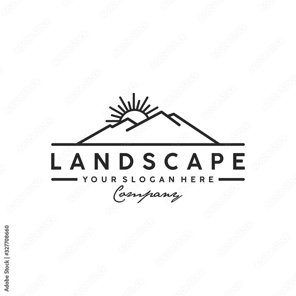 Simple minimalist line art mountain, landscape logo design inspiration ...
