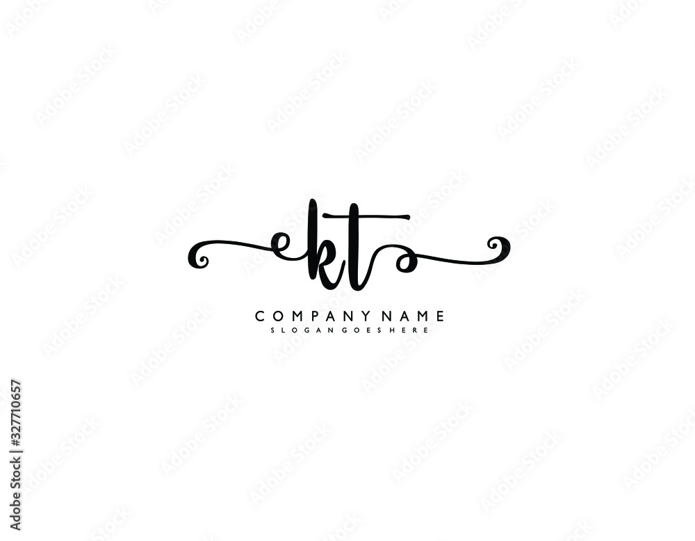 KT initial letter elegant handwriting logo collection Stock Vector ...