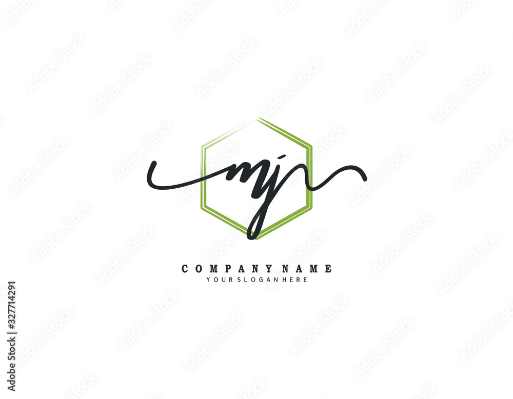 MJ initial letter elegant handwriting logo collection Stock Vector ...