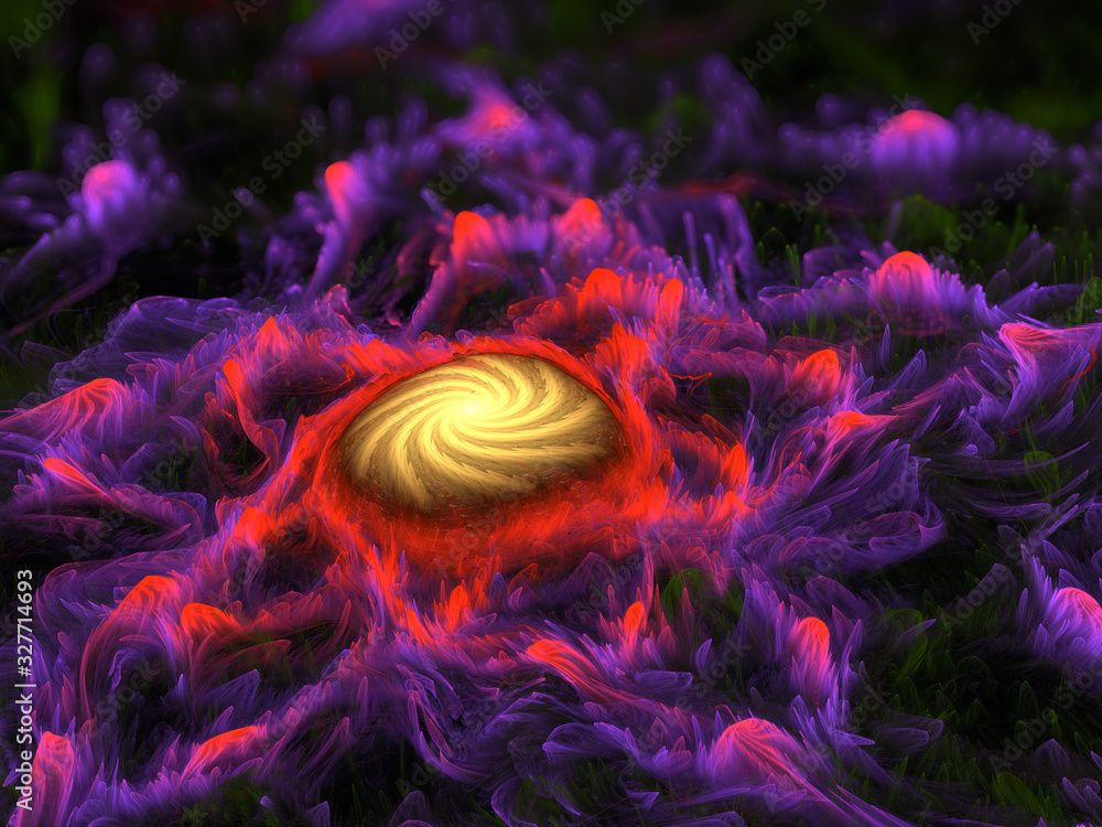 3D illustration - microscopic cells, cellular view intertwined strings ...