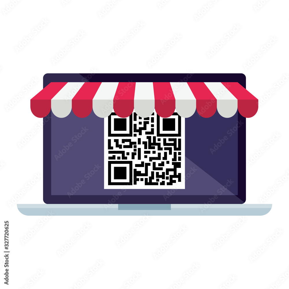 qr code inside laptop design of technology scan information business ...