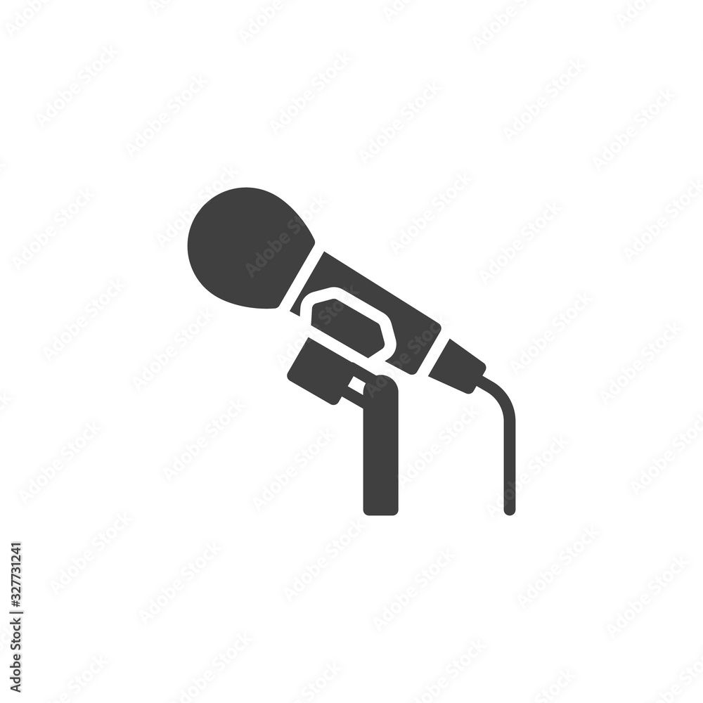 Stage microphone vector icon. Karaoke mic filled flat sign for mobile ...