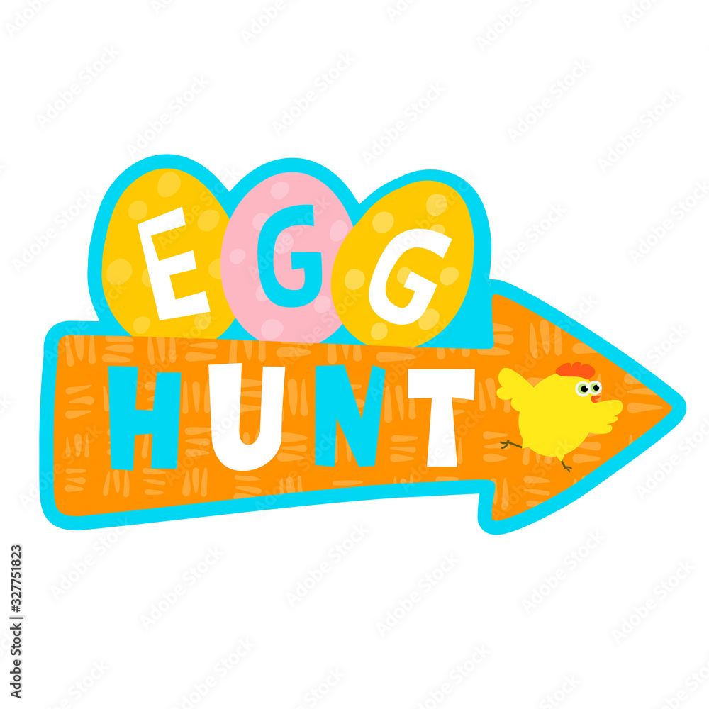 Easter eggs hunt. Garden Party pointer Egg hunt. Vector colorful ...