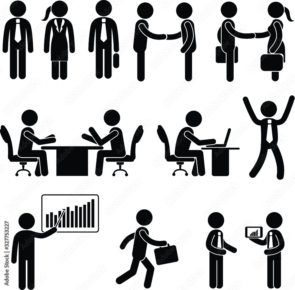 Stickman business icons Stock Vector | Adobe Stock