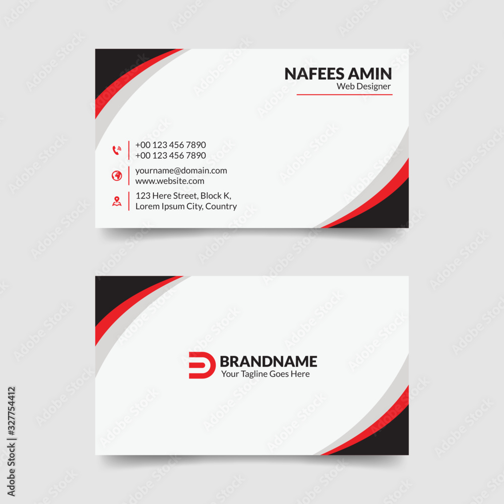 Red and White Business Card Design Abstract Visiting Card Template ...