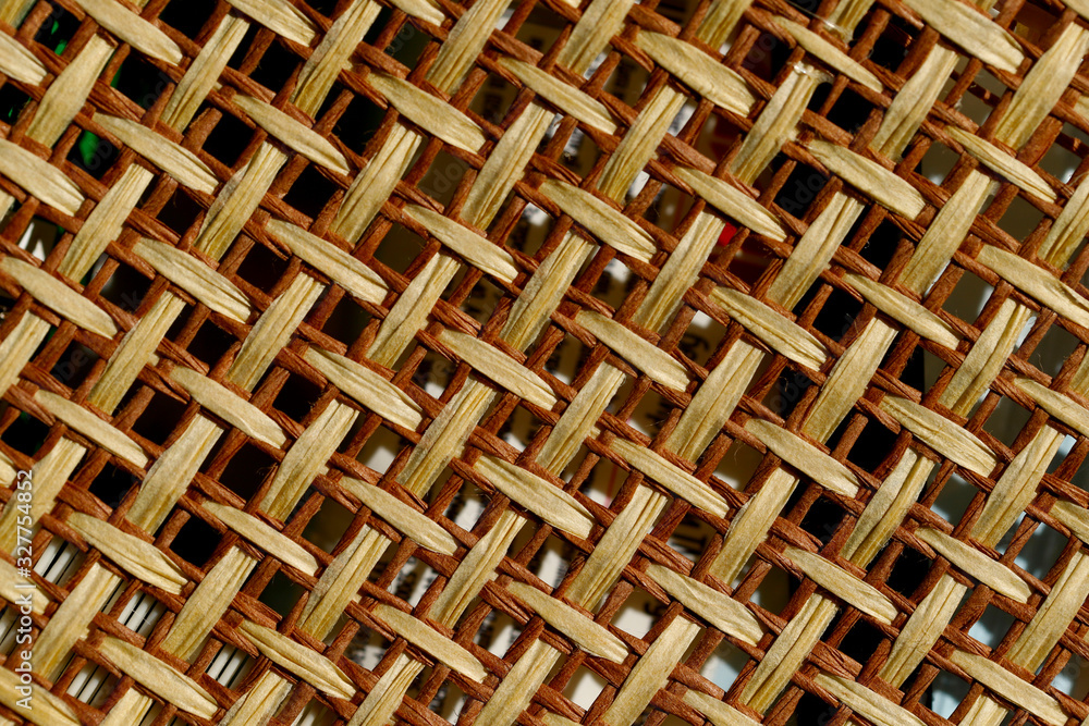 Blurred abstract beautiful straw weave background. Close-up of a ...