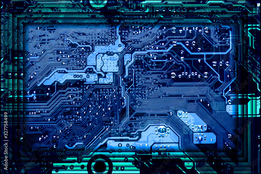 blue circuit board frame background of computer motherboard Stock Photo ...