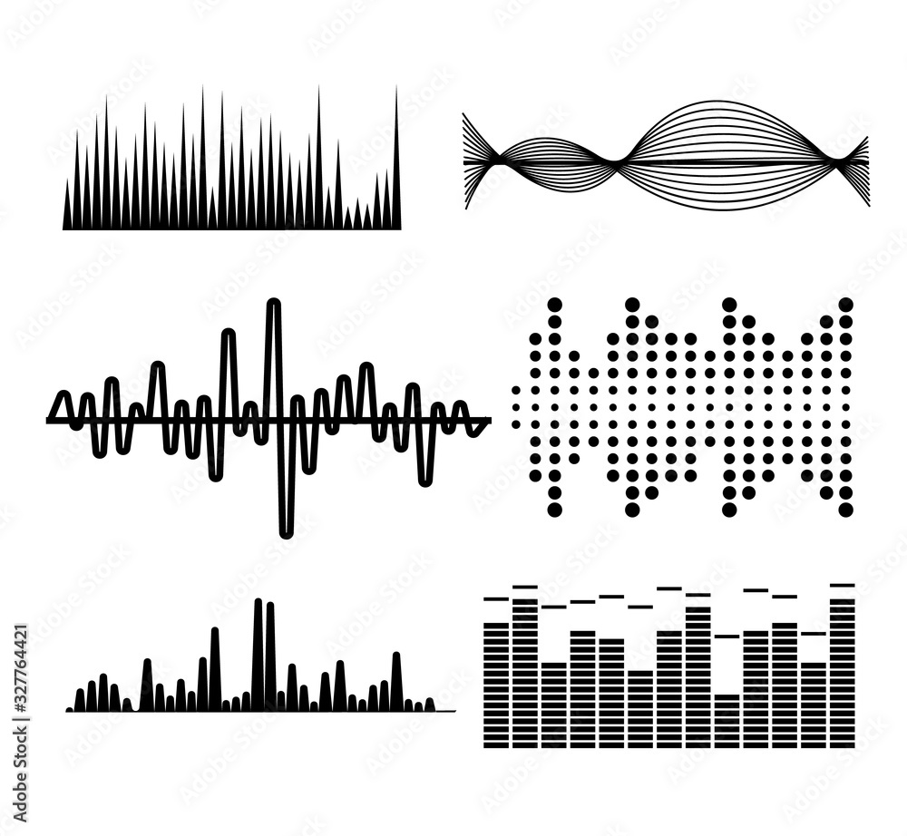 Vector digital music equalizer audio waves design template audio signal ...