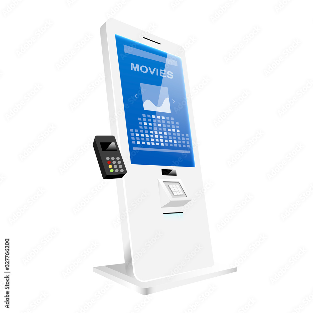 Self service ticket counter realistic vector illustration ...