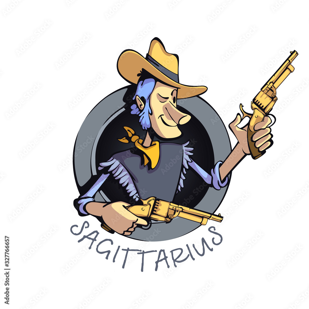 Sagittarius zodiac sign man flat cartoon vector illustration. Western ...