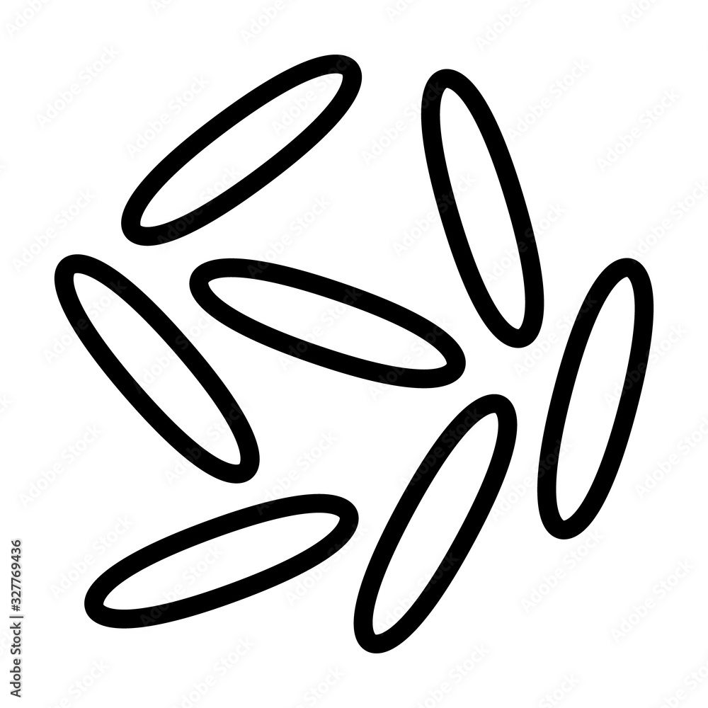 Jasmine or basmati rice grains line art vector icon for food apps and ...
