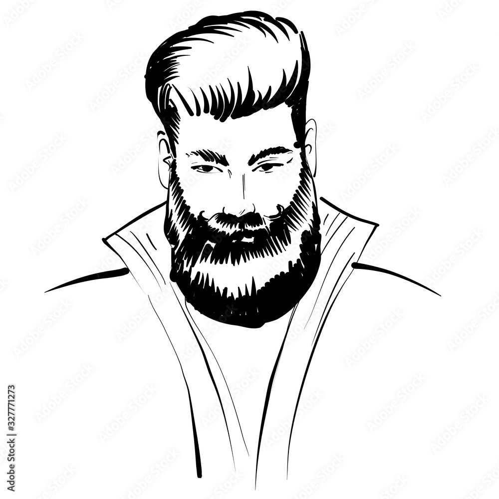 Man Face Drawing With Beard