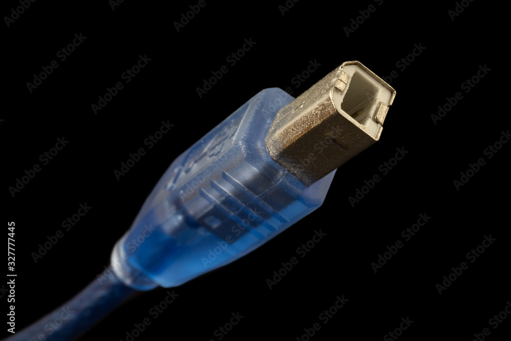 USB type B plug, standard male connector. Common for printers, arduino ...