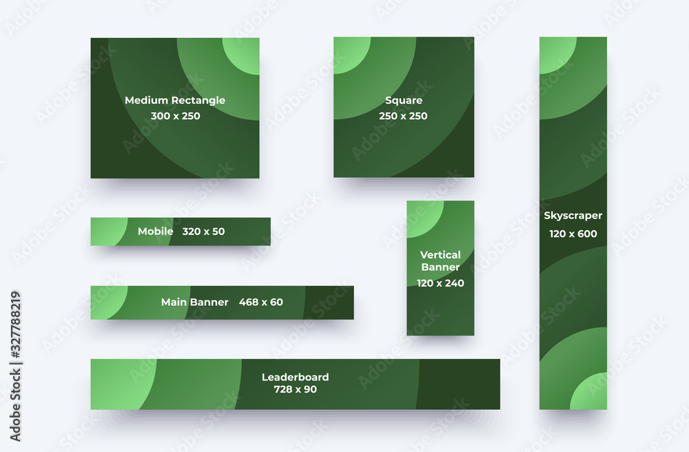 Banner and ad sizes. Paper cut cover templates isolated. Vertical and ...
