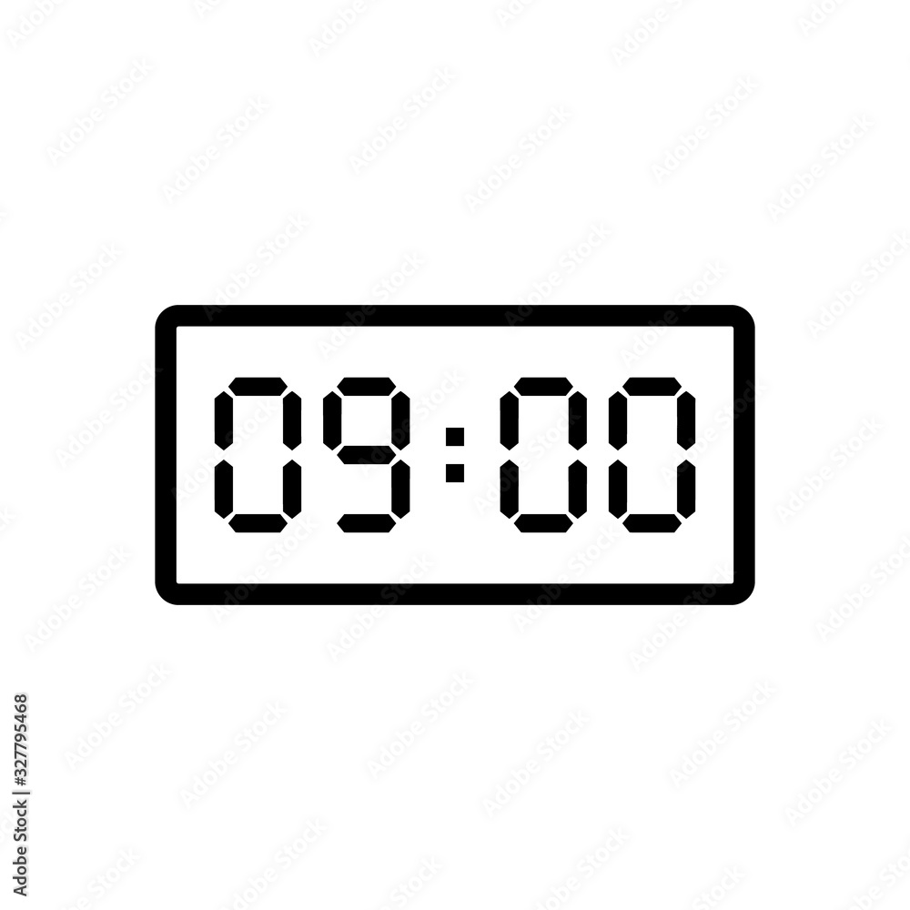 Digital clock displaying 9:00. Clipart image isolated on white ...