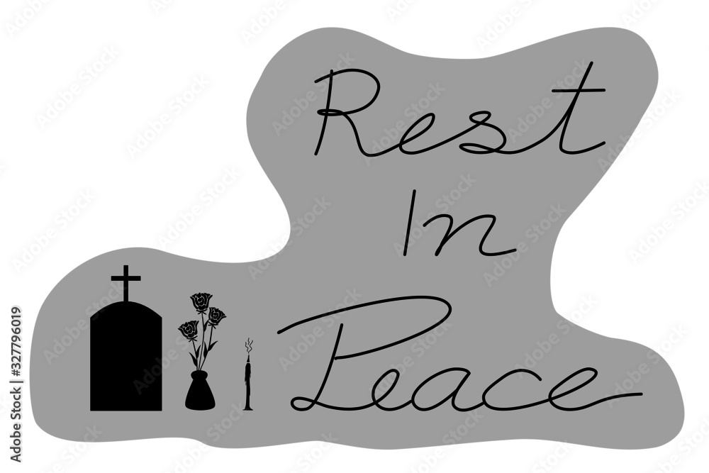 Vector - Black wording Rest In Peace (RIP) with gravestone, jar of ...