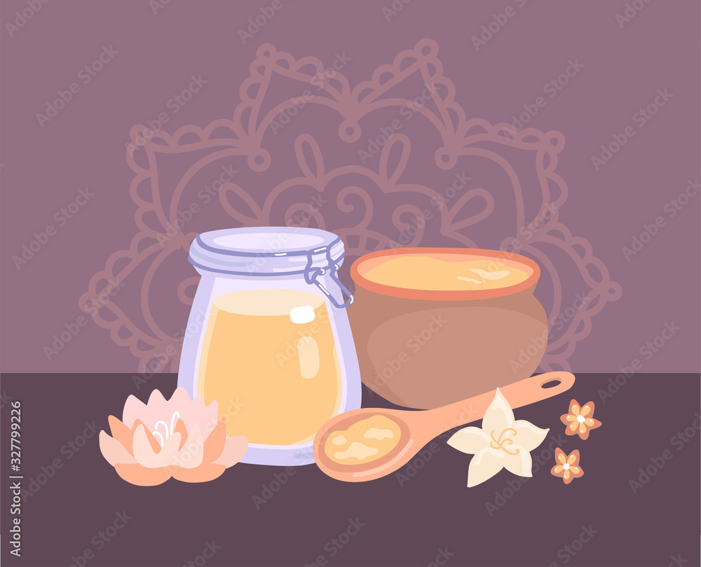 Ghee butter. Vector illustration of traditional Indian clarified dairy ...